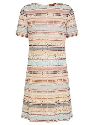 Missoni Metallic Crochet-knit Mini Dress - Neutral