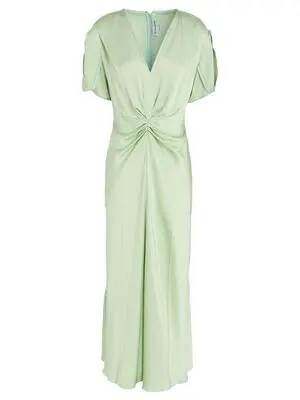 Victoria Beckham Gathered Satin-crepe Midi Dress - Light Green