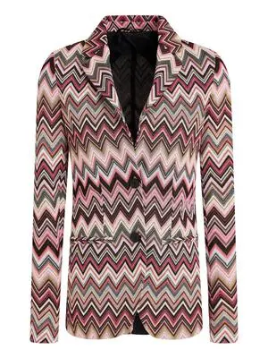Missoni Crochet-knit Cotton-blend Blazer - Pink