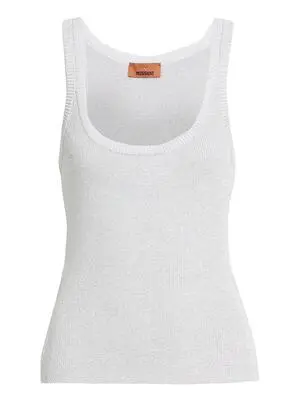 Missoni Metallic Ribbed-Knit Tank Light Gray