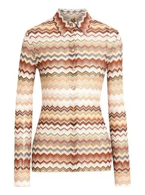 Missoni Metallic Crochet-knit Shirt - Brown