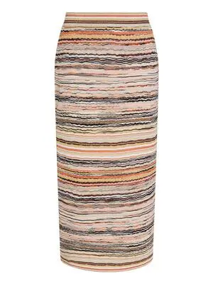 Missoni Metallic Crochet-knit Pencil Skirt - Orange