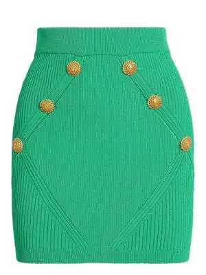 Balmain Embellished Ribbed-knit Mini Skirt - Jade