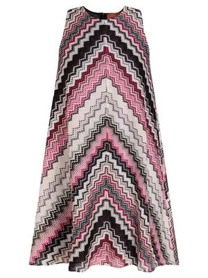 Missoni Metallic Crochet-knit Mini Dress - Magenta