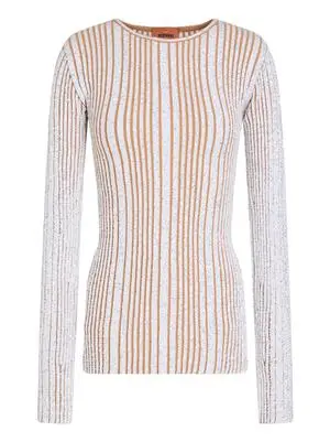 Missoni Sequin-embellished Striped Ribbed-knit Sweater - Off-white