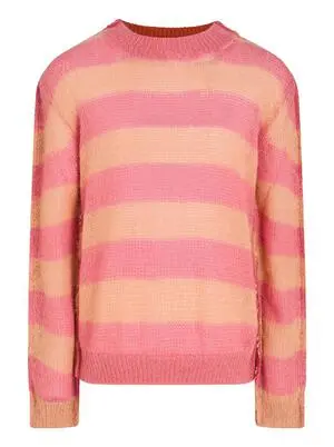 Marni Striped Mohair-blend Sweater - Antique Rose