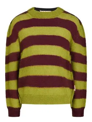 Marni Striped Mohair-blend Sweater - Leaf Green