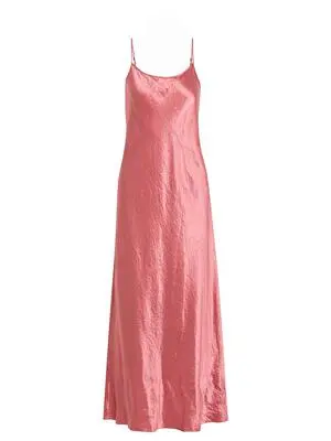 Vince Crinkled Satin Maxi Slip Dress - Antique Rose