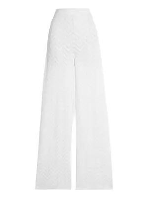Missoni Crochet-knit Cotton-blend Straight-leg Pants - White