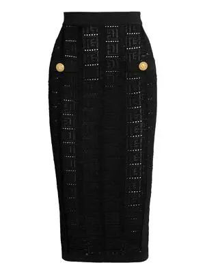 Balmain Jacquard-knit Midi Skirt - Black