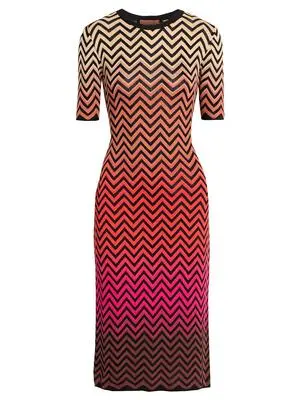 Missoni Crochet-knit Cotton-blend Midi Dress - Fuchsia
