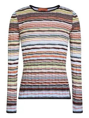 Missoni Ribbed Striped Cotton-blend Sweater - Light Blue