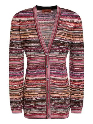 Missoni Metallic Crochet-knit Cardigan - Magenta