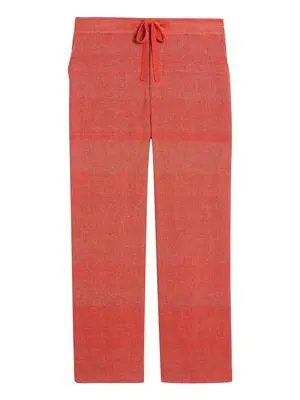 THE ELDER STATESMAN Striped Cashmere Drawstring Pants - Papaya