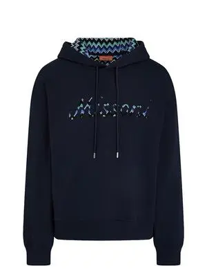 Missoni Crochet-trimmed French Cotton-terry Hoodie - Navy