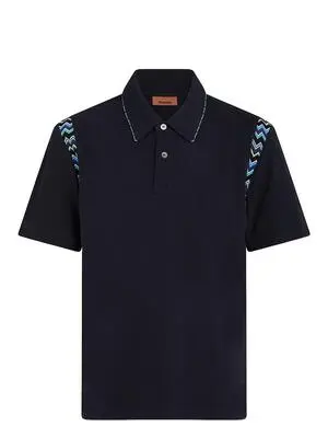 Missoni Crochettrimmed Cottonpiqué Polo Shirt - Midnight Blue