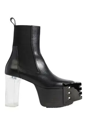Rick Owens Grilled Kiss Leather Platform Chelsea Boots - Black