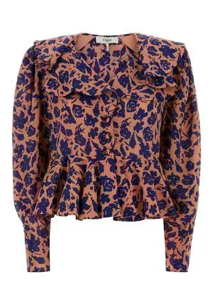 Chloé V-neck Ruffled Blouse - Brown