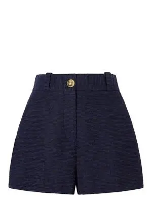 BLAZÉ MILANO Esense Teke Cotton-blend Tweed Shorts - Blue