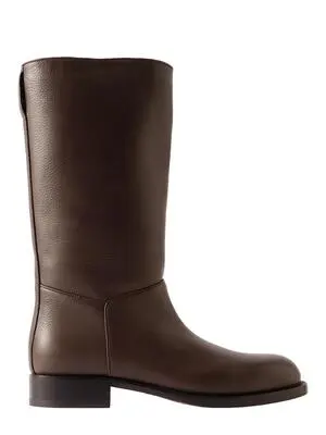 THE ROW Nobilis Textured-leather Boots - Brown