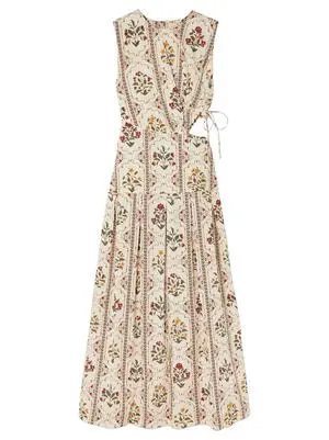 Agua Bendita Otoño Andes Embellished Cutout Printed Midi Dress - Multi
