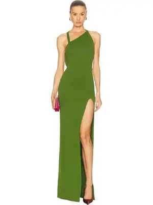 Attico Long Belted Dress - Green