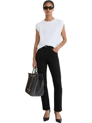 REISS Isabel Petite Slim-Leg Mid-Rise Jeans Black