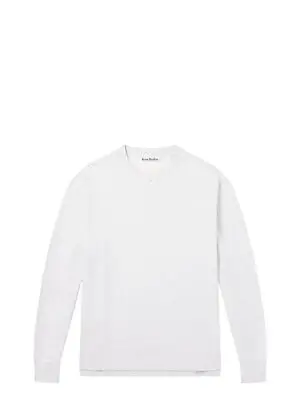Acne Studios Embroidered Organic Cotton-blend Jersey Henley Sweatshirt - Gray