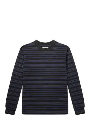 Sacai Striped Cotton-jersey T-shirt - Blue