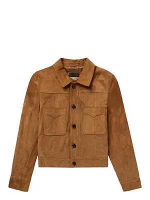 NILI LOTAN Nikita Suede Trucker Jacket - Brown