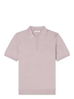 Mr P. Silk And Cotton-blend Polo Shirt - Pink