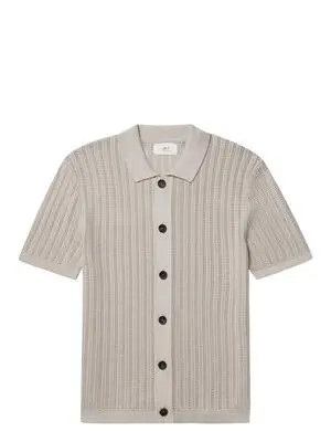 Mr P. Pointelle-knit Cotton Shirt - Gray