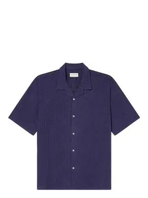 Officine Générale Eren Camp-collar Cotton And Lyocell-blend Seersucker Shirt - Blue