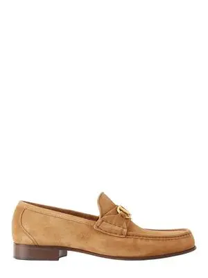 Valentino Garavani Logo-embellished Suede Loafers - Brown