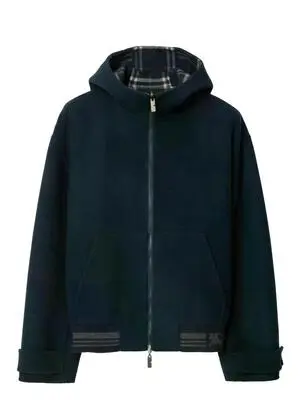 Burberry Reversible Hooded Wool Jacket - Blue