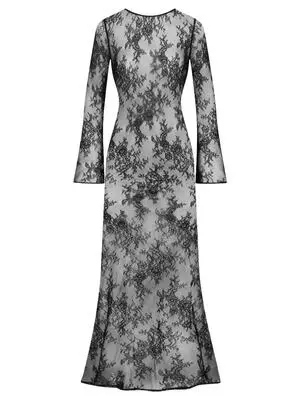MAISON CLOSE Lace Maxi Dress With Open Back - Black