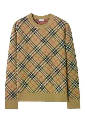 Burberry Check Crew-neck Sweater - Neutrals