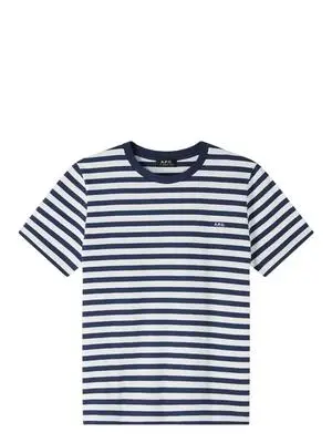 A.p.c. Striped And White Crew-neck T-shirt - Blue