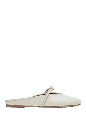 Bottega Veneta Leather Mules With Woven Trim - White
