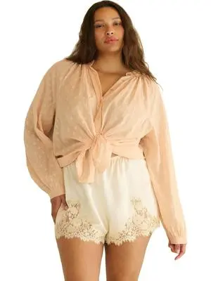 DÔEN Julienne Top - Peach Sorbet Marseille Embroidery