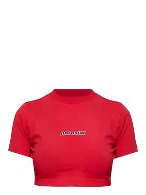Vetements Embroidered Crop Top - Red
