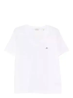 Gant V-neck Logo T-shirt - White