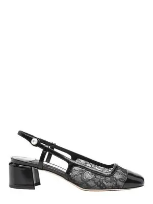 JIMMY CHOO Lace-detail Block-heel Pumps - Black