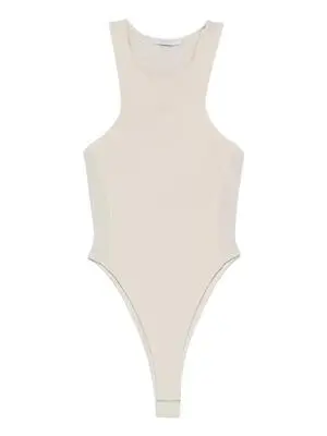 Patrizia Pepe Mesh-panel Tank Top Bodysuit - Neutrals