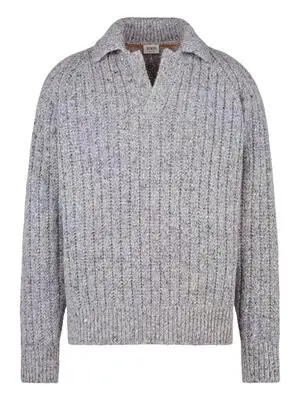 TOD'S Ribbed Polo-neck Sweater - Grey