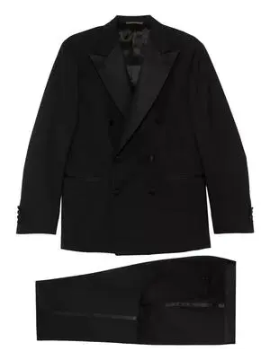 Canali Satin-trim Suit - Black