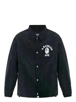 A BATHING APE Logo-detail Long-sleeve Overshirt - Black