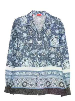 Isaia Floral-pattern Shirt - Blue