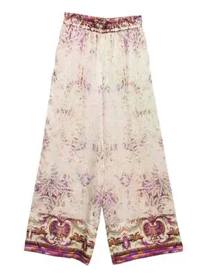 PIERRE-LOUIS MASCIA Printed Wide Leg Trousers - Neutrals