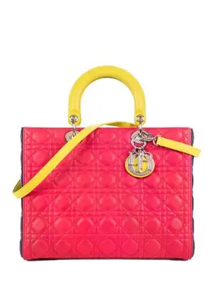 Dior Large Lady Quilted Tote - Pink